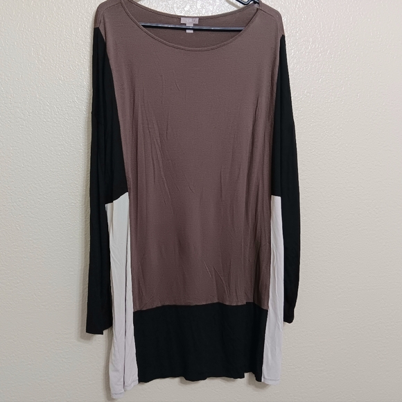 J. Jill | Tops | J Jill Brown Beige Black Colorblock Jersey Knit Tunic Top Dress | Poshmark